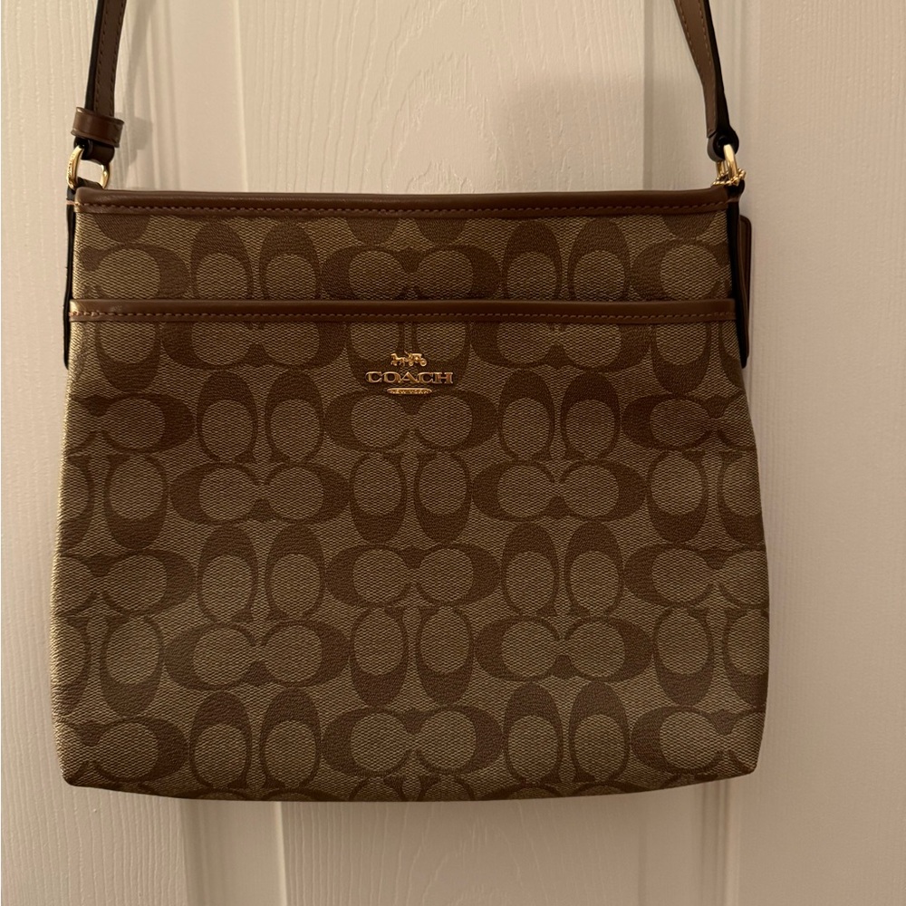 Coach Signature Canvas File Crossbody Bag - Gem